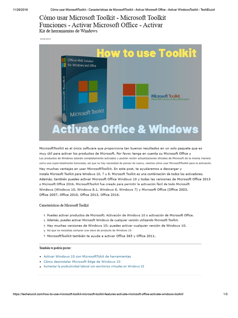 Cómo Usar Microsoft Toolkit - Características de Microsoft Toolkit - Activar Microsoft Office ...