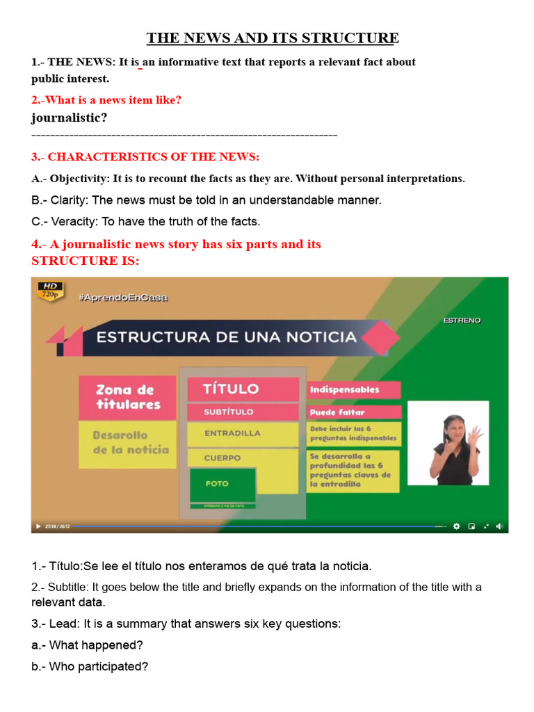 The News and Its Structure 6° | PDF