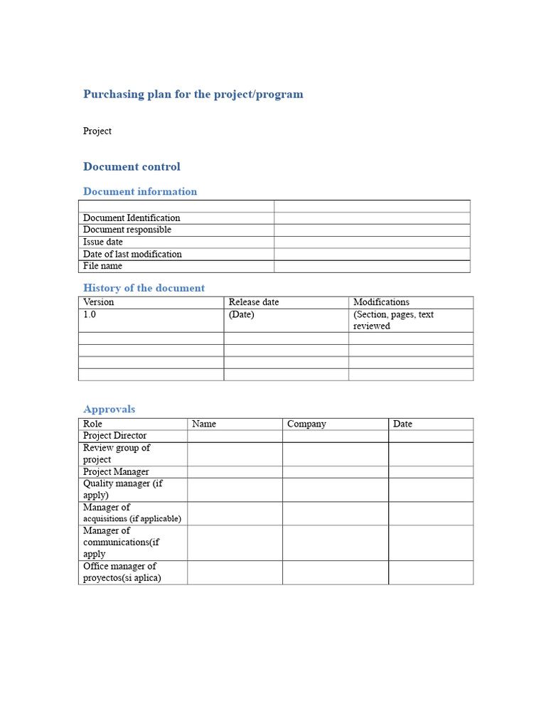 2.09 Procurement Plan Template | PDF | Procurement | Supply Chain