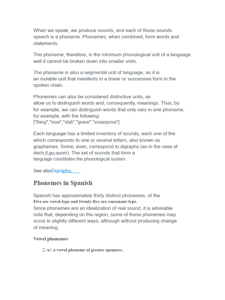 Understanding Spanish Phonemes Explained | PDF | Phoneme | Vowel