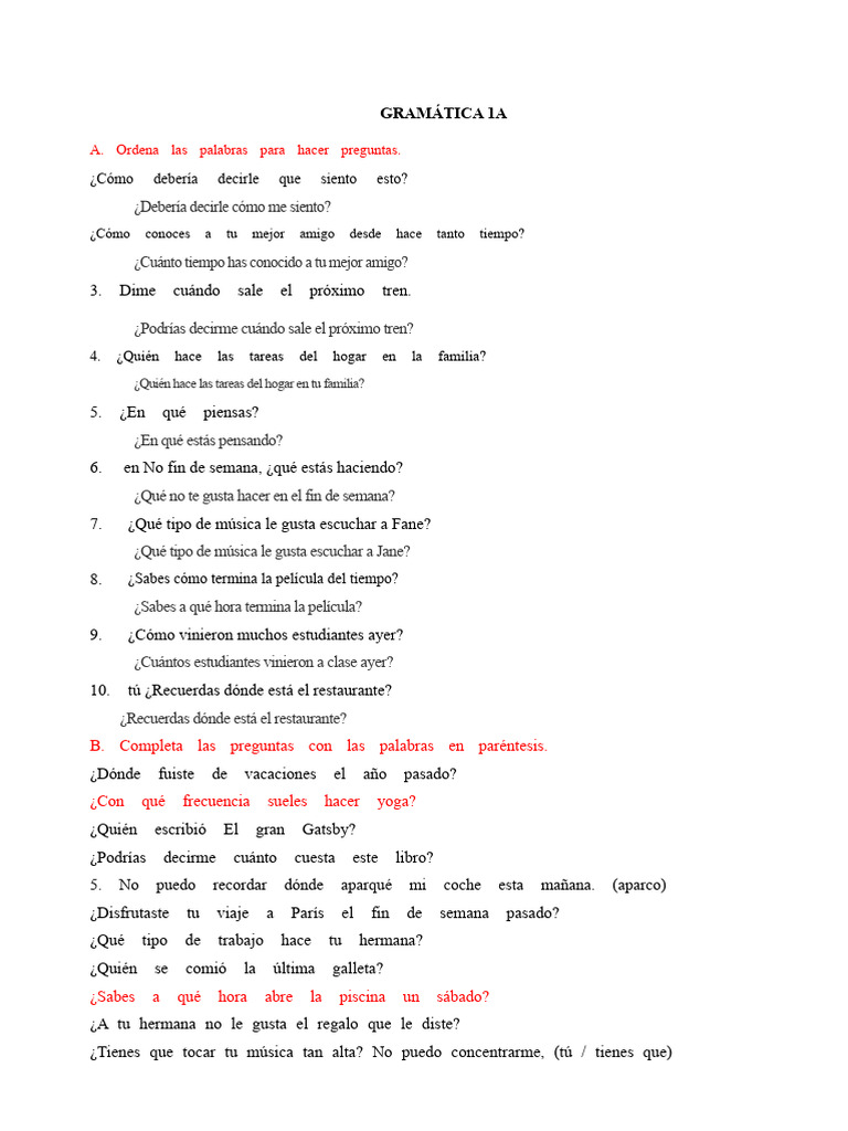 Banco de Gramática y Cuaderno de Gramática 1a | PDF