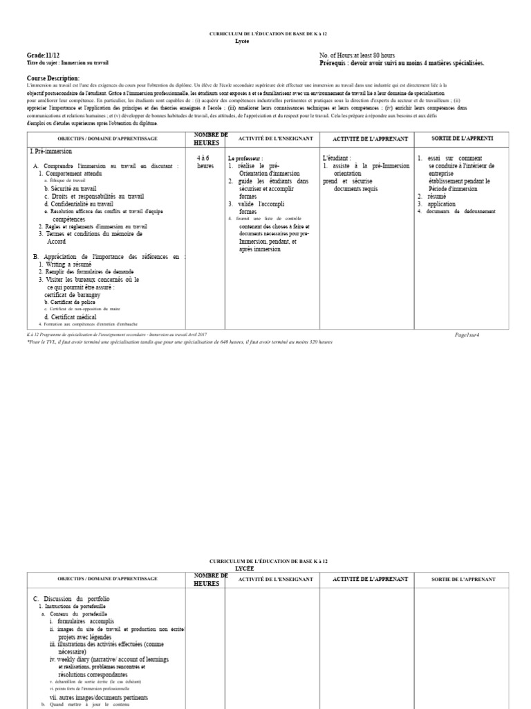 Immersion au Travail pour Lycéens K-12 | PDF | Enseignement secondaire