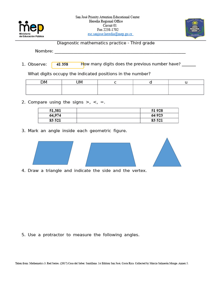 Diagnostic Practice Mathematics 3 Third Grade | PDF | Mathematics