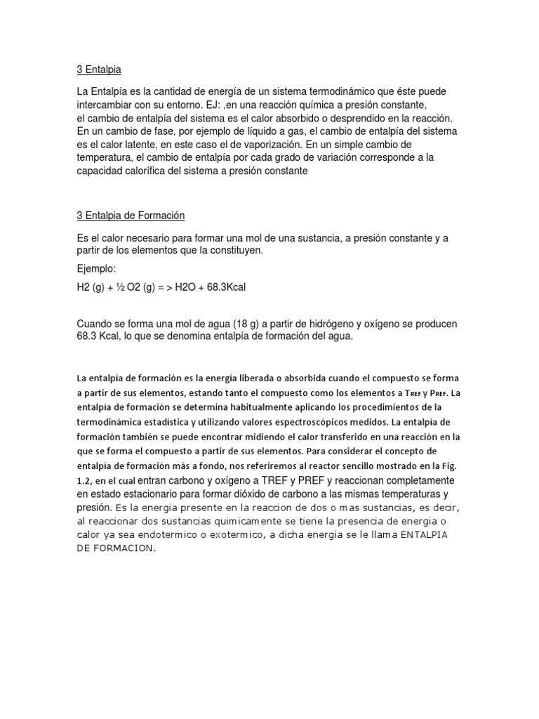 3 Entalpia De Formación Pdf Entalpía Combustión
