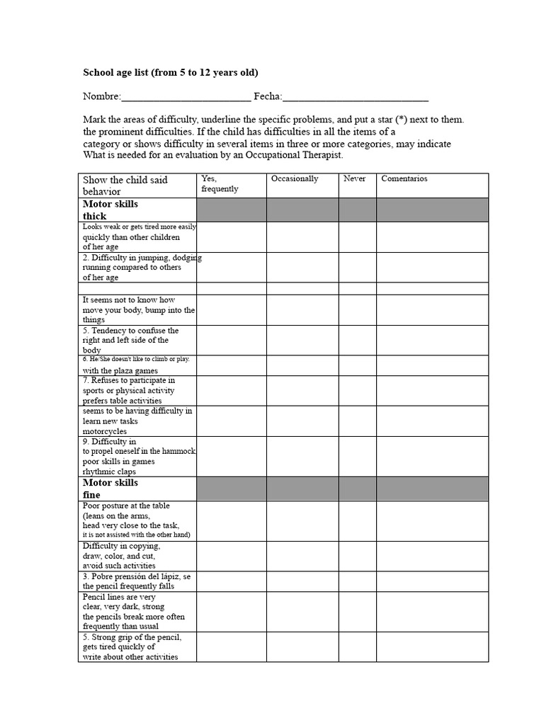 School-Age Child Development Checklist | PDF | Perception | Neuroscience