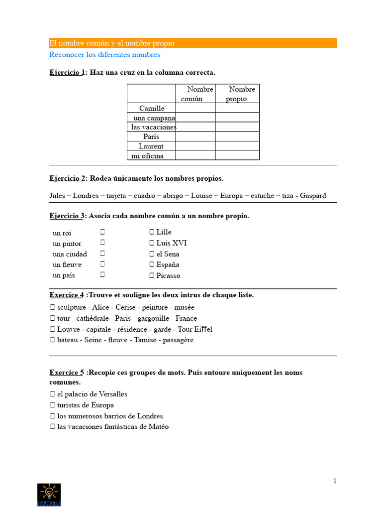 El Nombre Común y El Nombre Propio | PDF