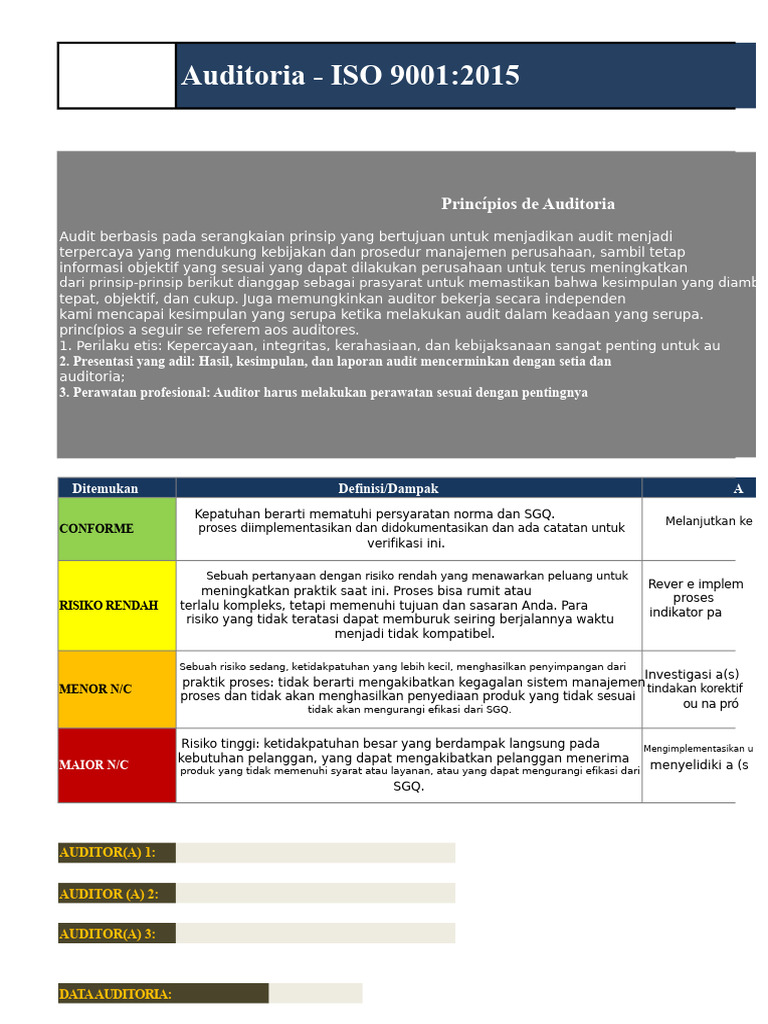 Prinsip Audit ISO 9001:2015 dan Risiko | PDF