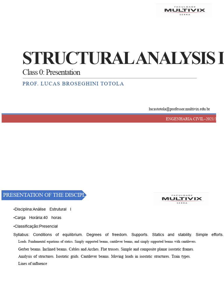 Structural Analysis - Class 00 | PDF | Structural Analysis | Beam (Structure)