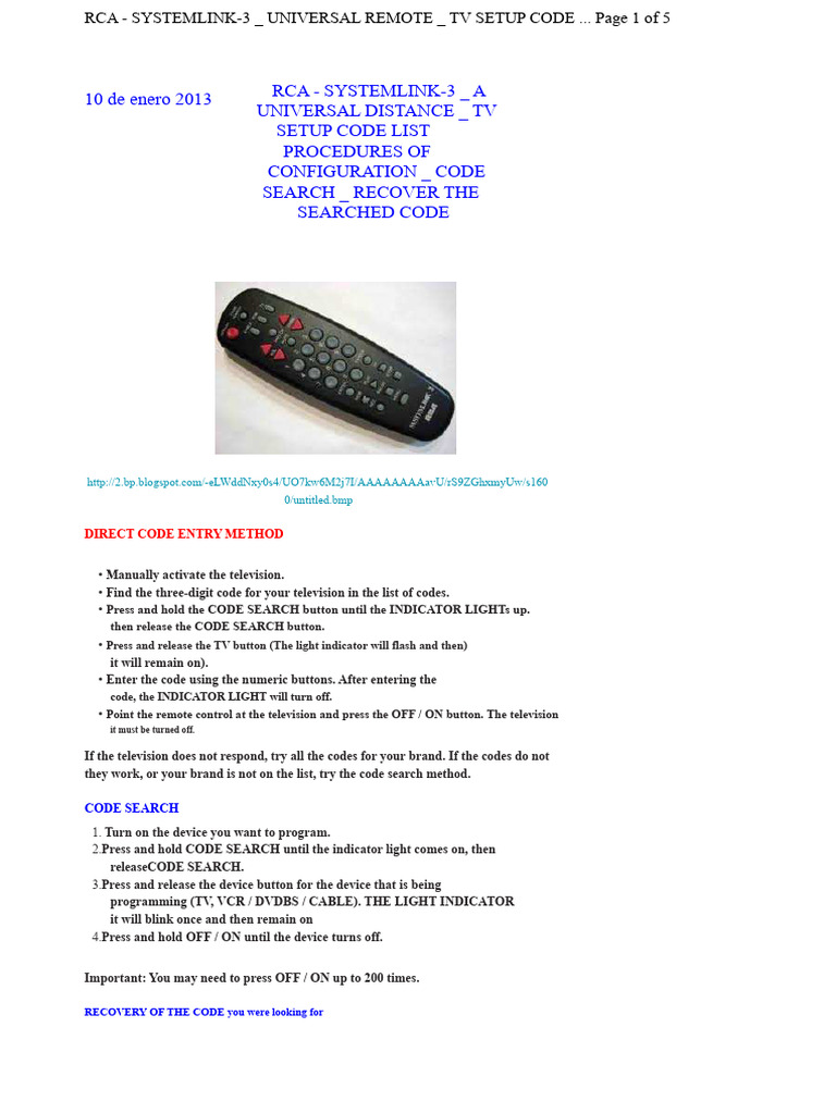 RCA SystemLink-3 Remote Setup Guide | PDF | Remote Control | Wireless