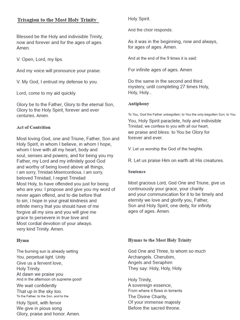 Prayers and Hymns to the Holy Trinity | PDF | Trinity | God The Father