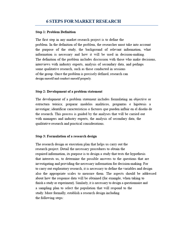 Market Research Process in 6 Steps | PDF | Questionnaire | Qualitative ...