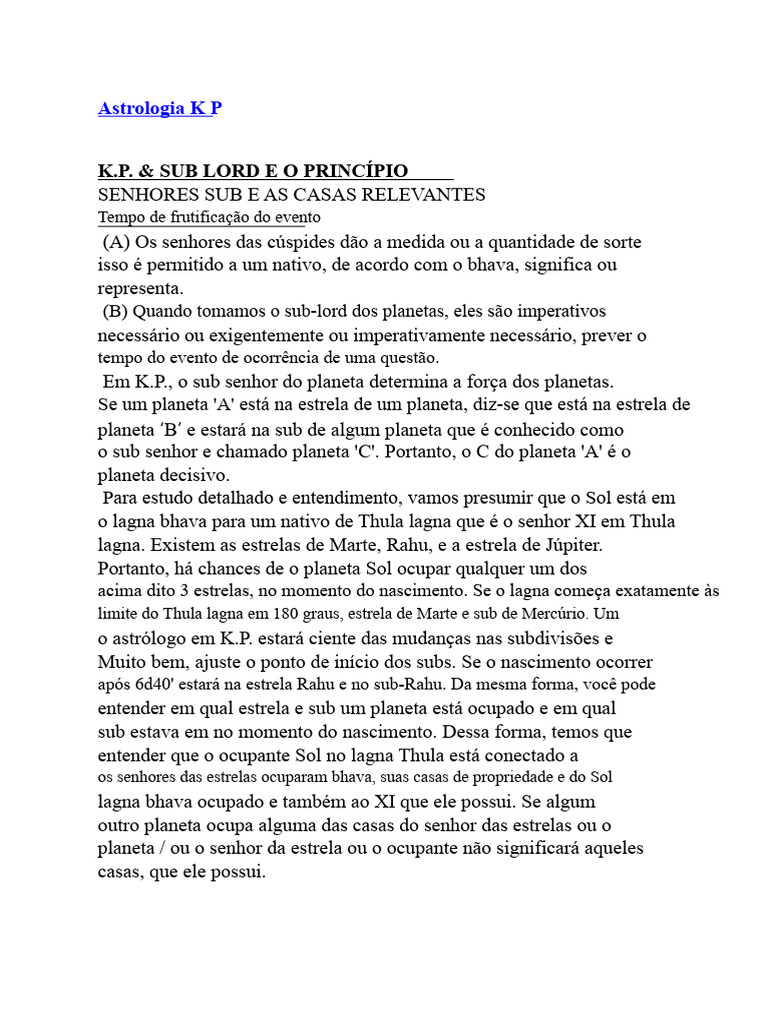 Astrologia K.P.: Sub-Lord e Eventos | PDF | Signo do zodíaco | Planetas