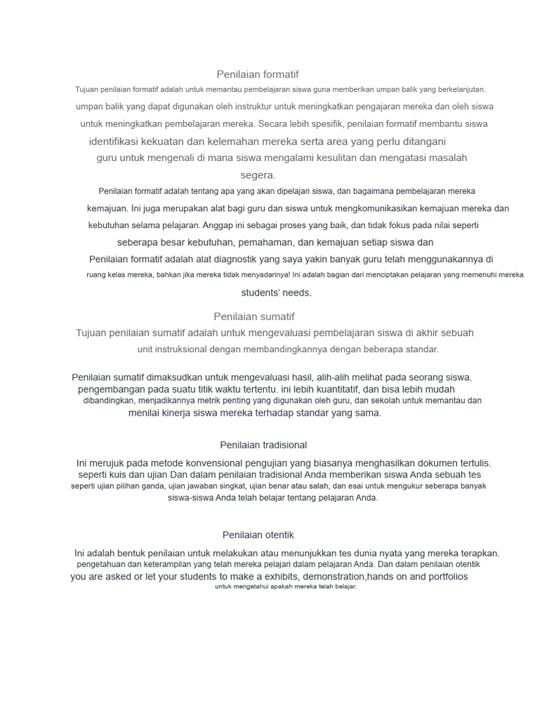 Penilaian Formatif | PDF
