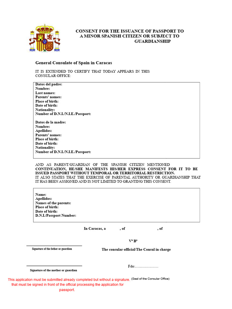 Model Consent Form For Issuance of Passport - Passport Authorization ...