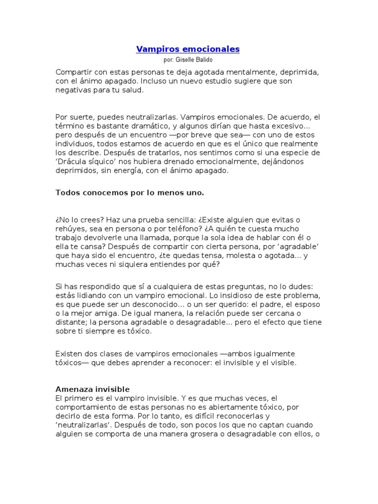 Vampiros Emocionales | PDF | Humor | Vampiros