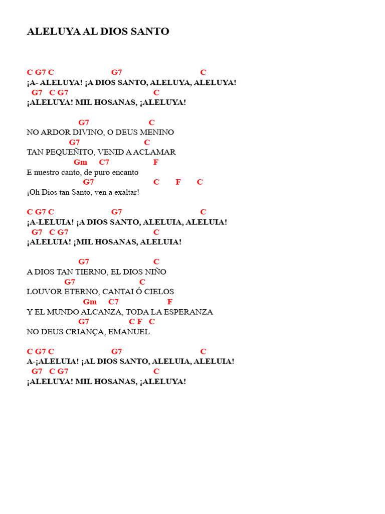 Aleluya Al Dios Santo - Canciones para Misa | PDF