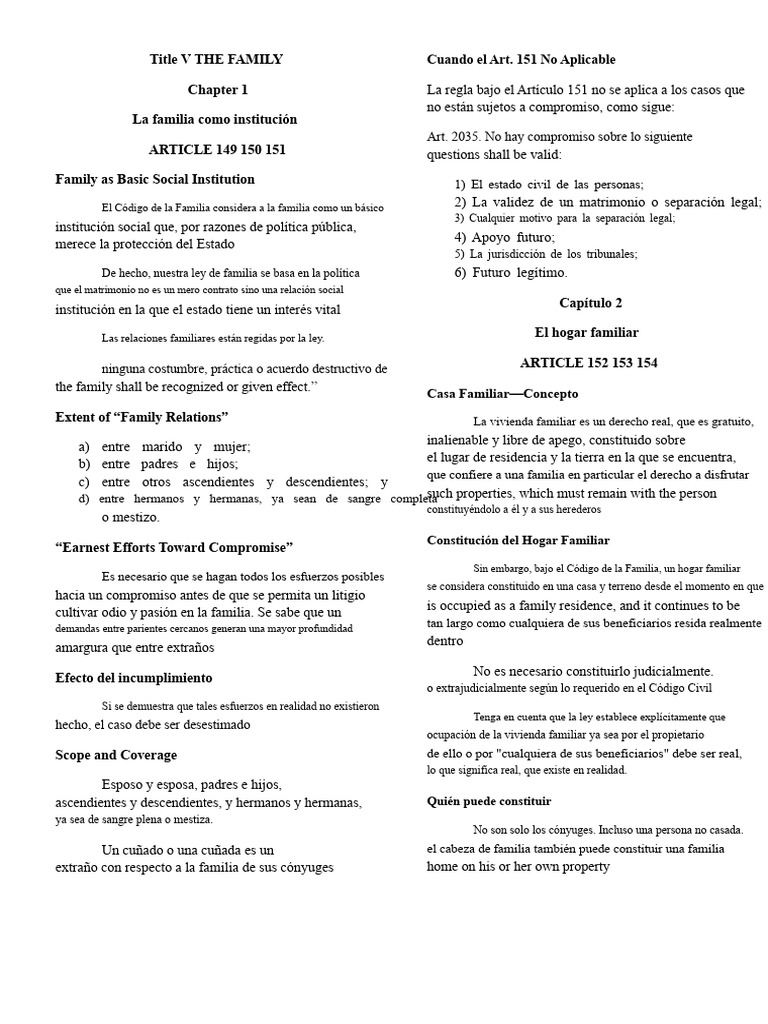 Código de Familia Artículo 149-182 | PDF | Herencia | Parentesco y descenso