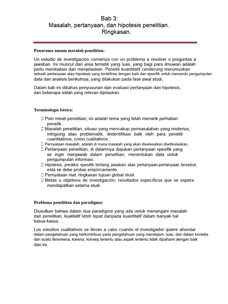 Masalah dan Hipotesis Penelitian | PDF