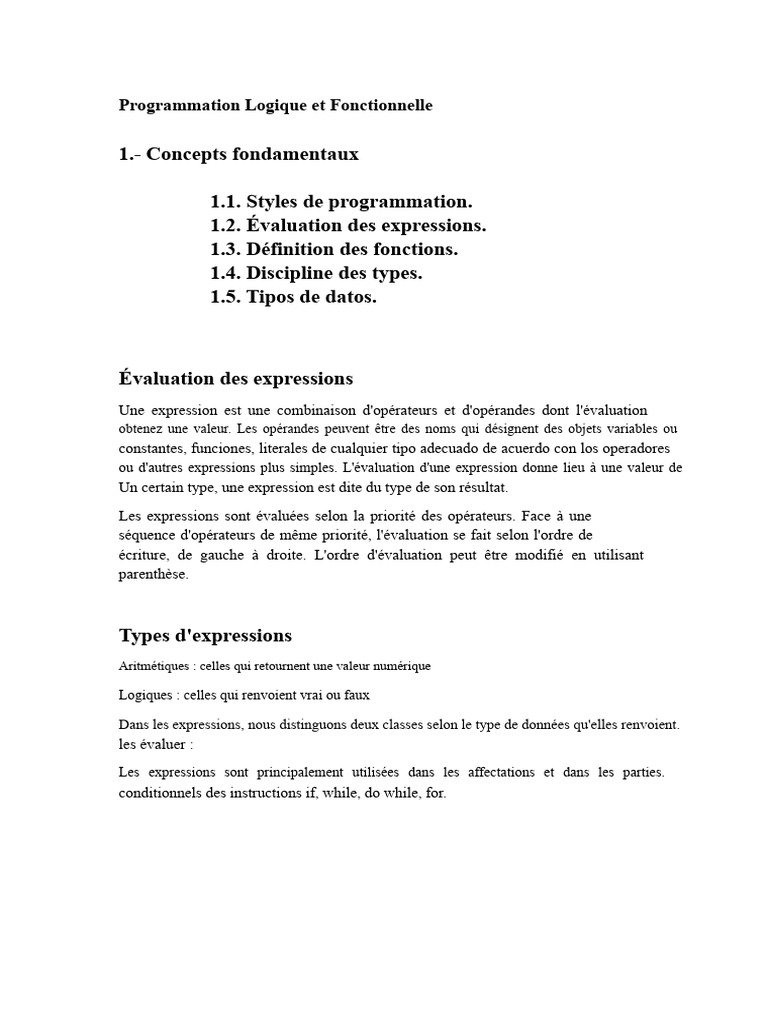 Programmation Logique et Types de Données | PDF | Booléen | Ingénierie ...