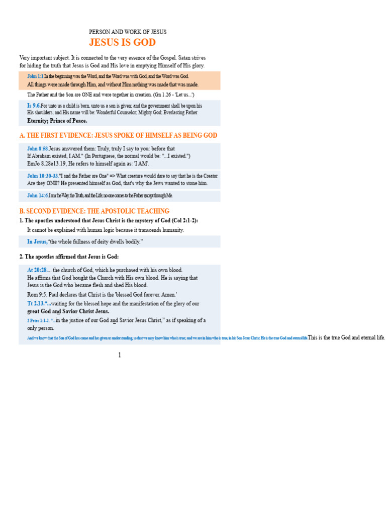 Jesus Is God | PDF | Jesus | God The Father