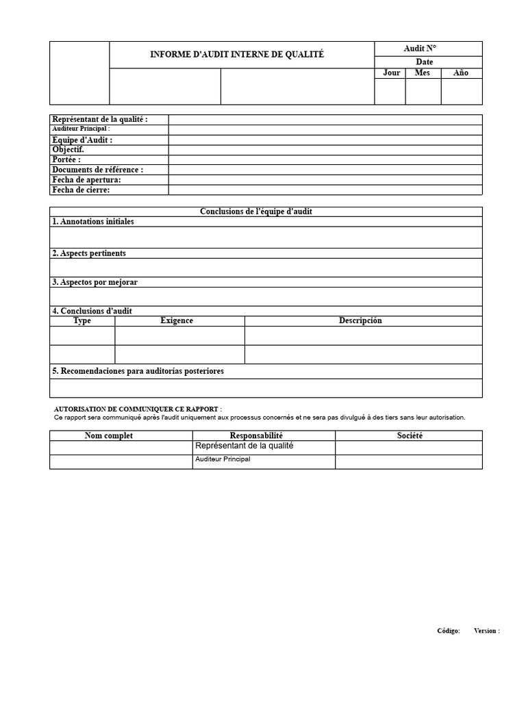 Exemple Format Rapport D'audit | PDF
