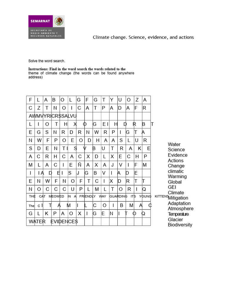 Word Search Climate Change | PDF | Climate Change | Climate