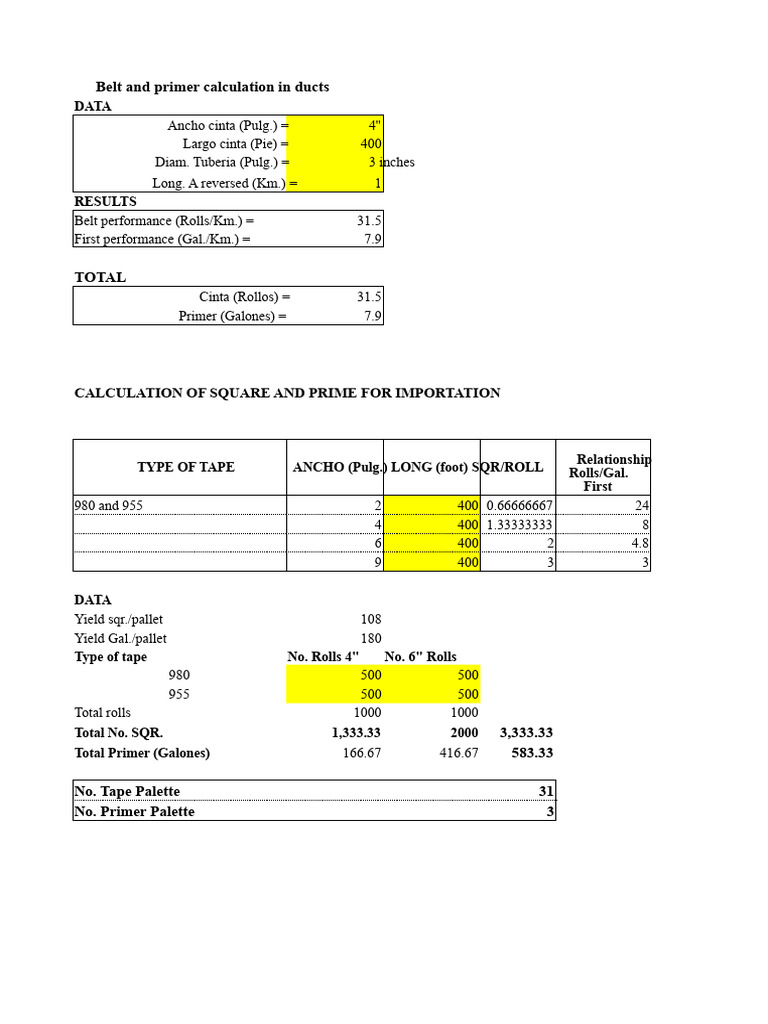 Calculation Tape and First REV (4) REV 4 OK | PDF