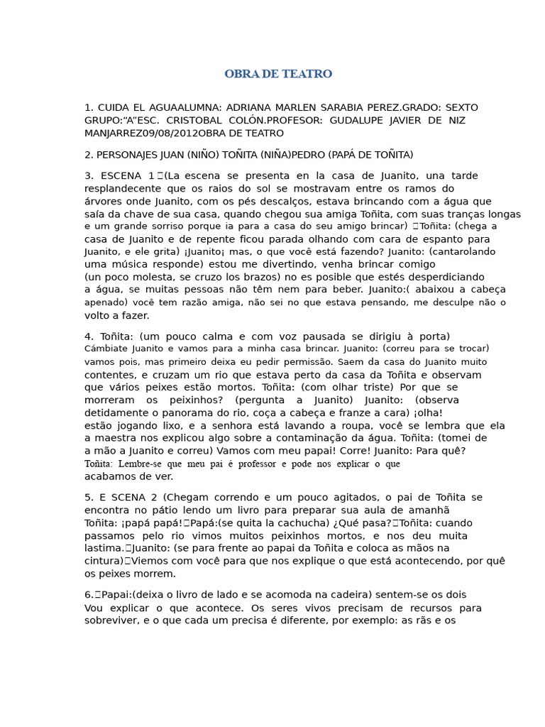 Peça de Teatro | PDF | Ambiente natural | Geociências