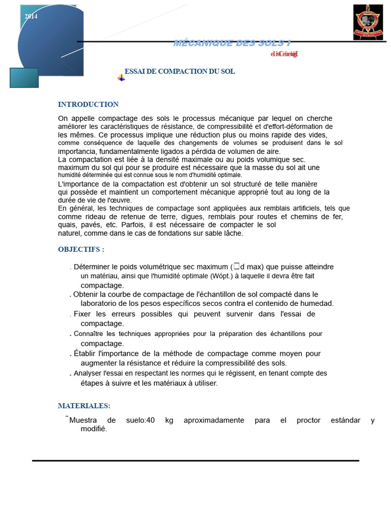 Essai de compactage des sols : méthode et objectifs | PDF | Matériaux ...