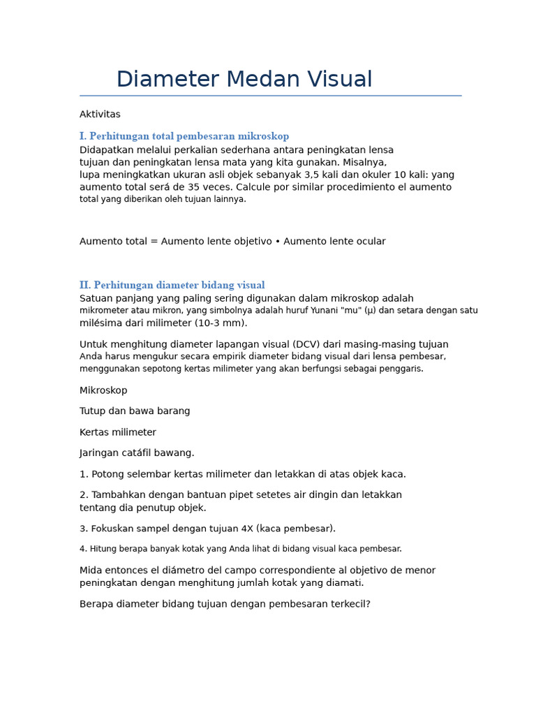 Diameter Lapangan Visual Mikroskopi 2 (1) | PDF