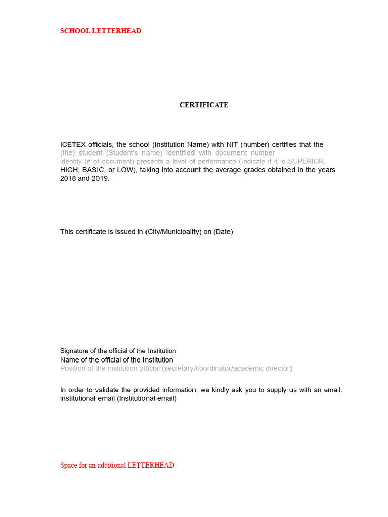 Student Performance Certificate Template | PDF