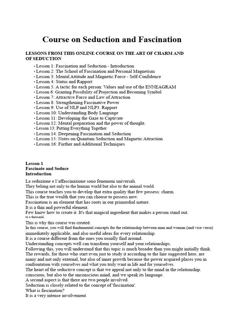 Course of Seduction and Fascination | PDF | Communication | Mind