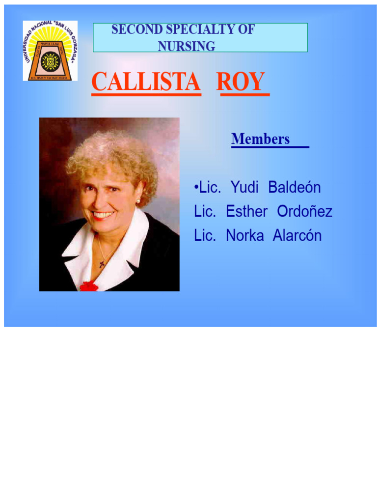 Callista Roy's Nursing Adaptation Model | PDF | Systems Theory | Nursing