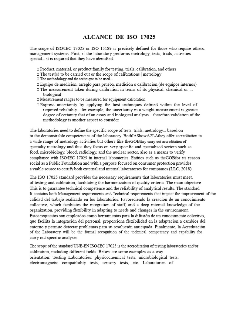 Scope of Iso 17025 | PDF | Metrology | Calibration