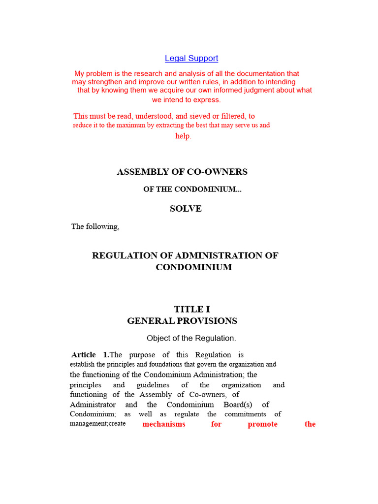 Condominium Administration Regulations | PDF | Hierarchy | Condominium