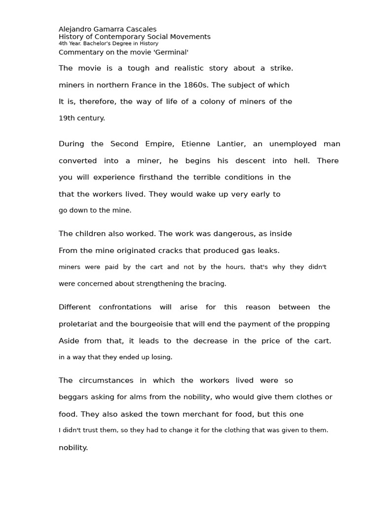 Comment On The Movie Germinal | PDF | Strike Action | Economic Ideologies
