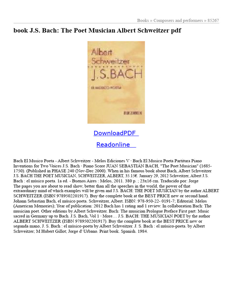 JS Bach The Poet Musician | PDF