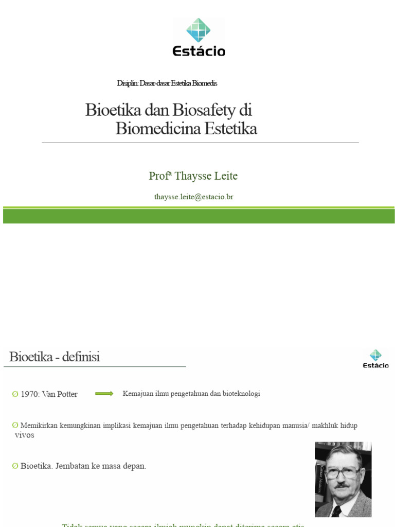 Bioetika dan Biosafety dalam Estetika | PDF