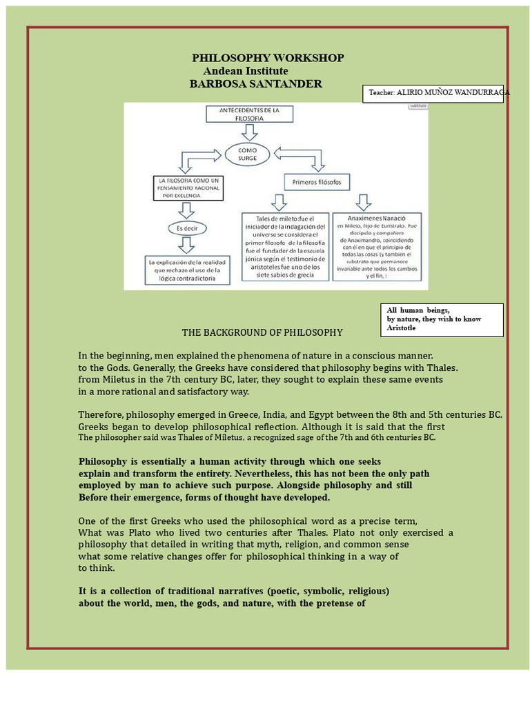 Philosophy Workshop Overview and Activities | PDF | Ancient Greek ...