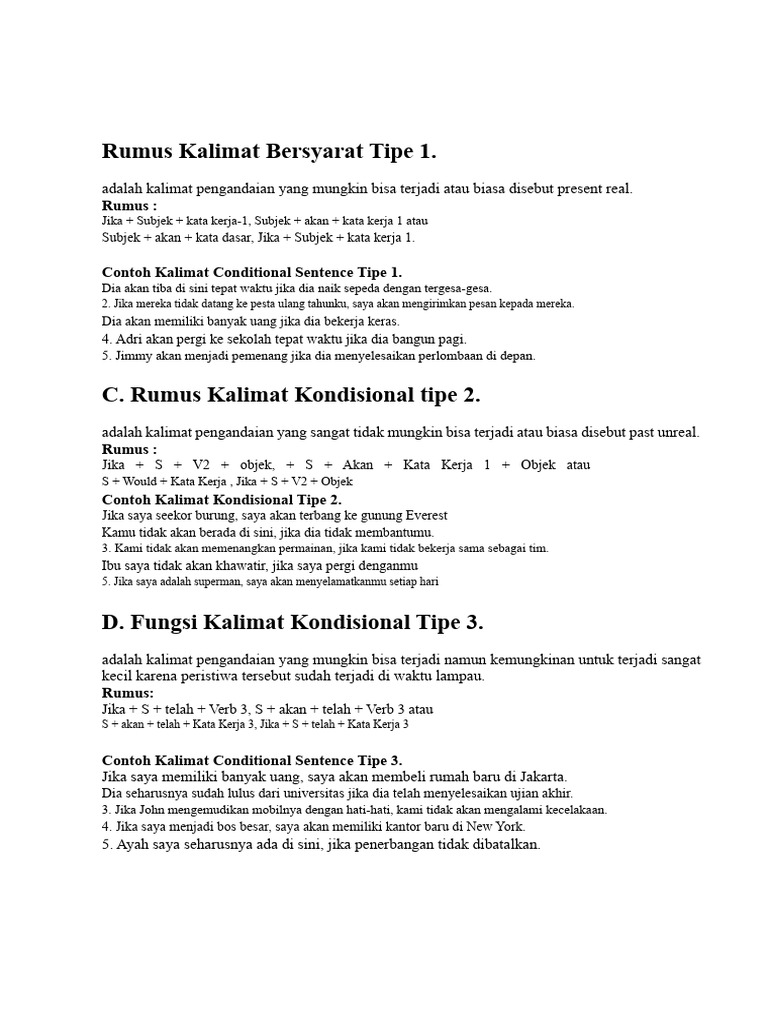 Rumus Kalimat Kondisional Tipe 1 | PDF