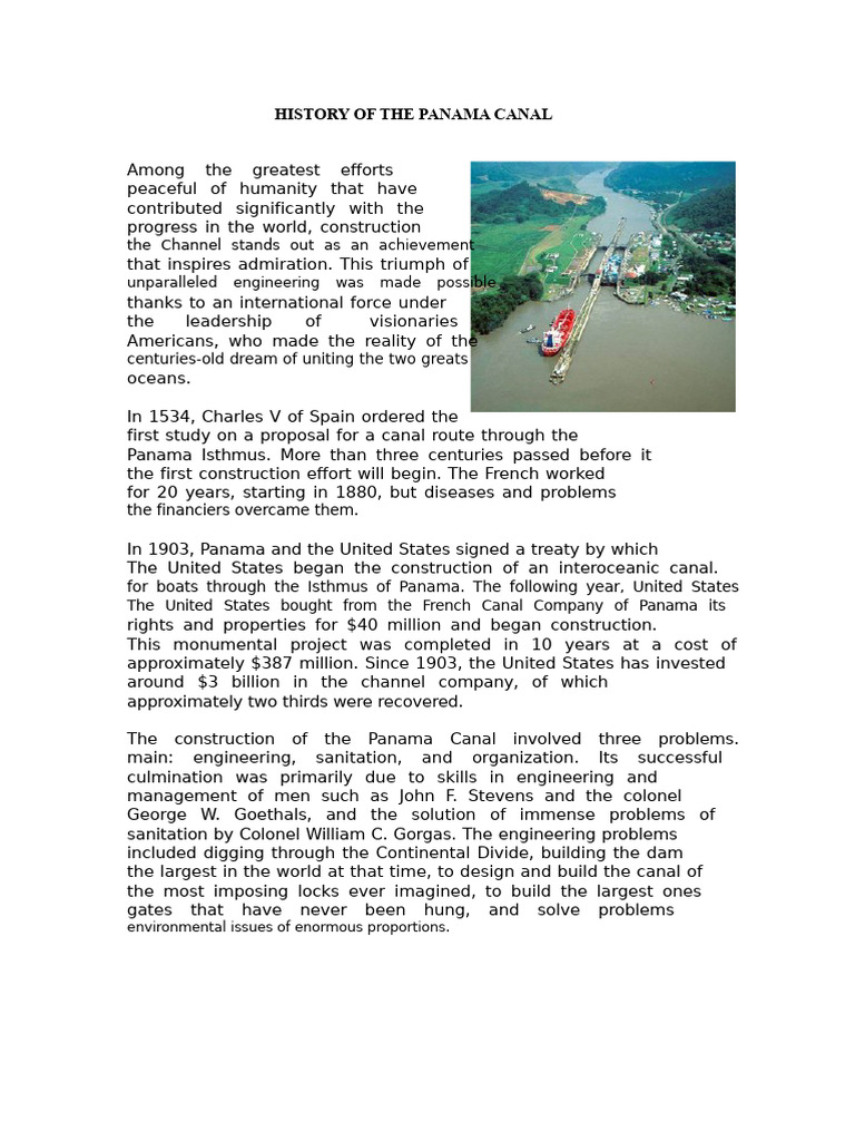 Panama Canal: A Historical Overview | PDF | Panama Canal | Panama