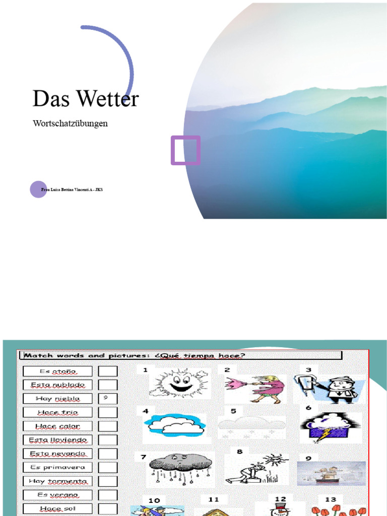 Das Wetter - Übungen Mit Dem Wortschatz | PDF