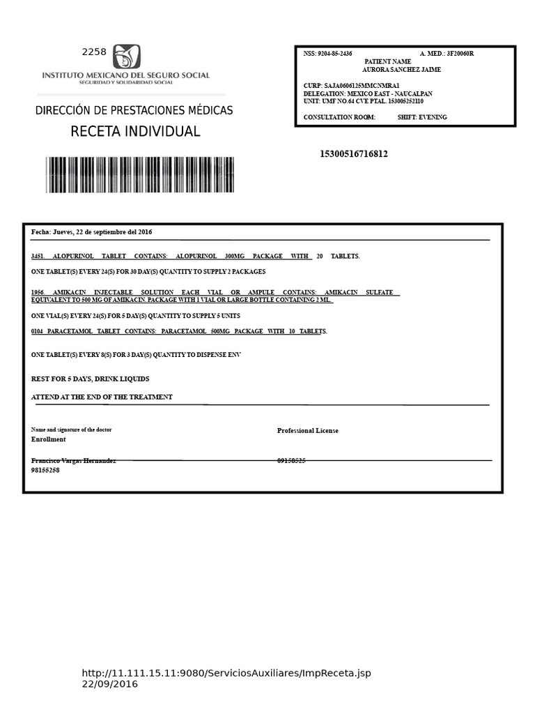 IMSS Recipe Editable | PDF