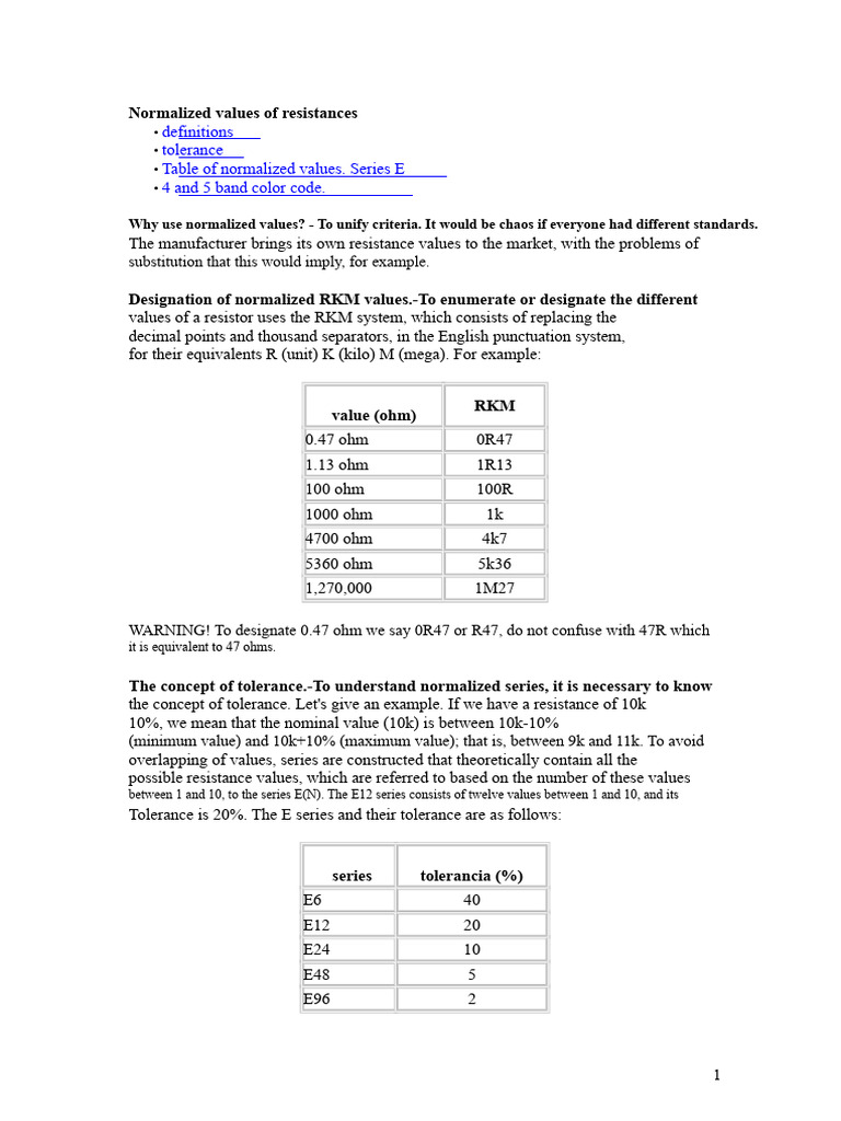 Normalized Resistance Values | PDF | Electrical Equipment | Electrical ...
