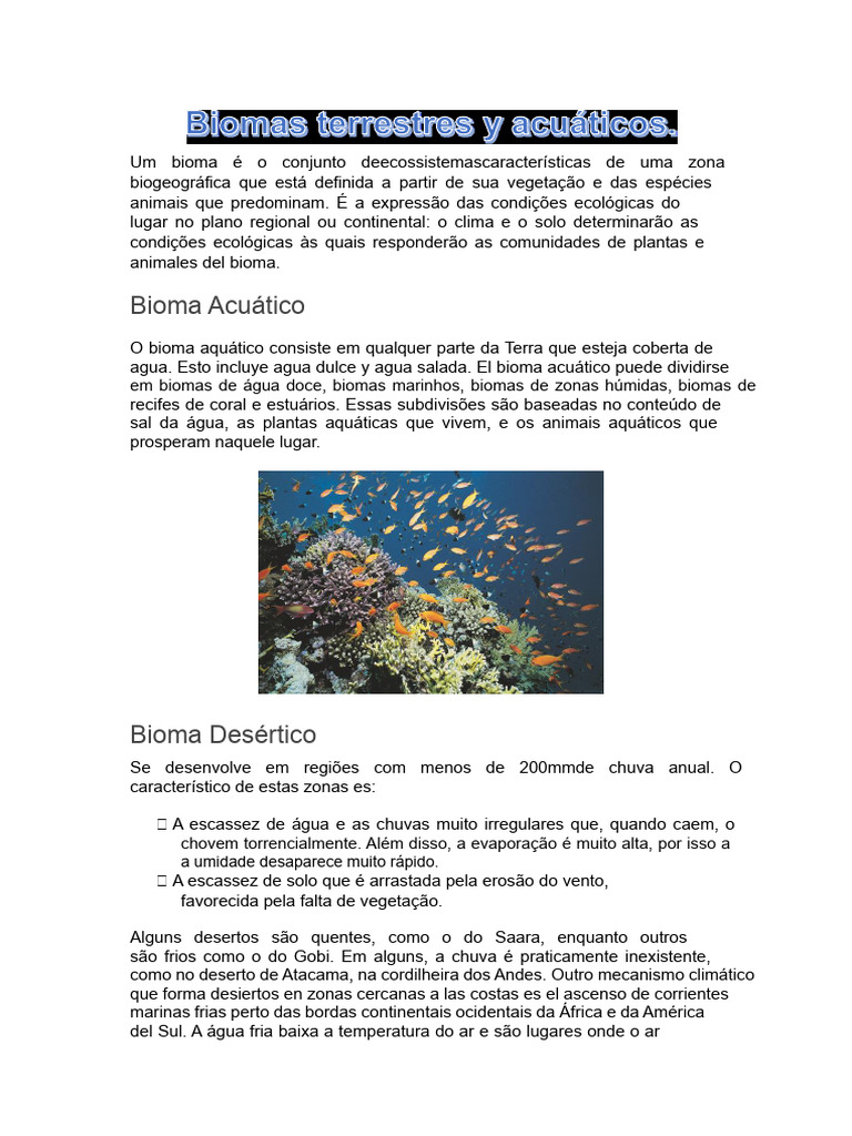 Biomas Terrestres e Aquáticos | PDF | Deserto | Florestas