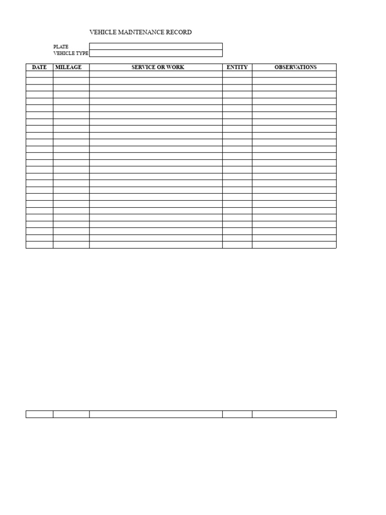 Vehicle Maintenance Record | PDF