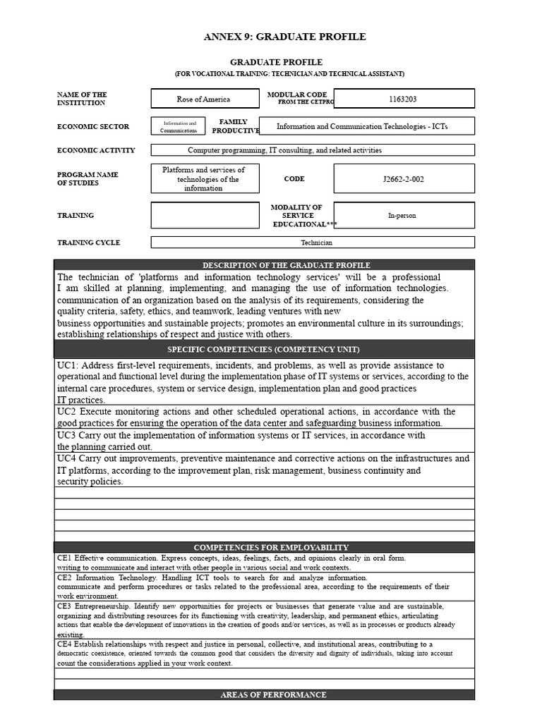 ANNEX 9 - Exit Profile | PDF | Securities | Information