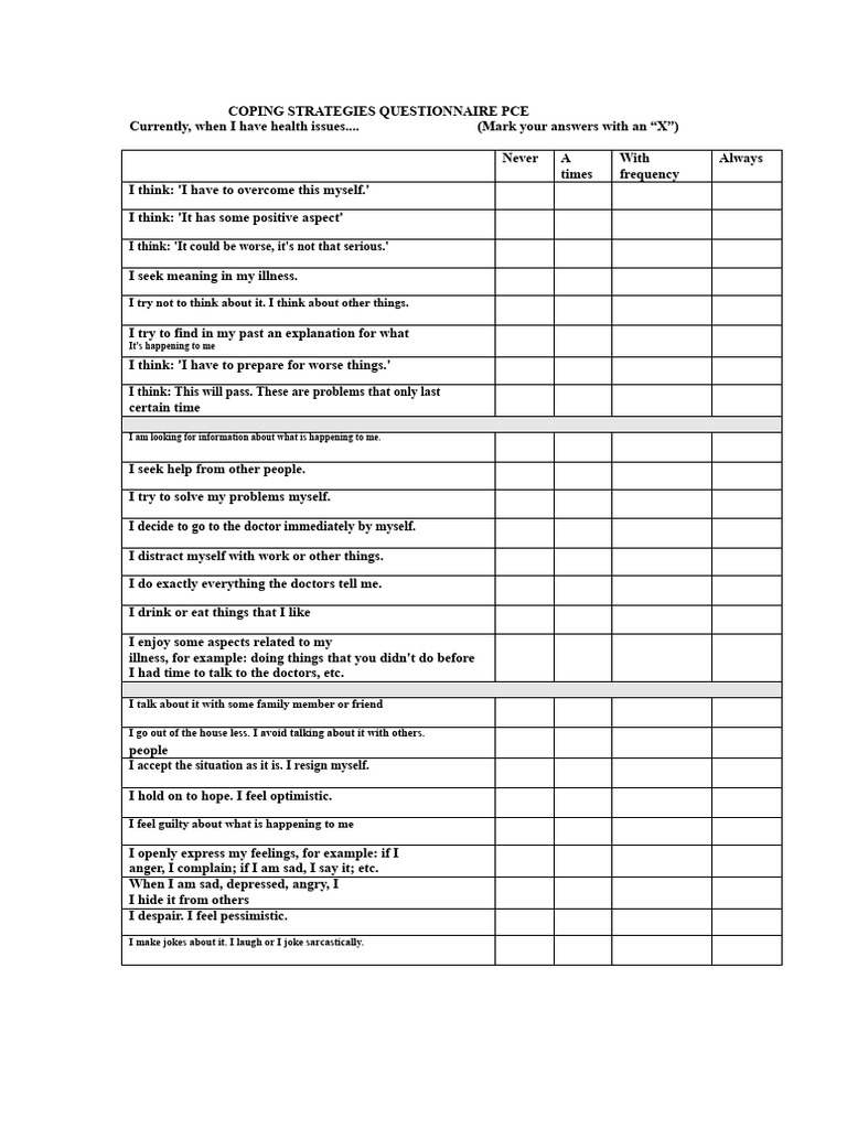 Coping Strategies Questionnaire A.Font | PDF