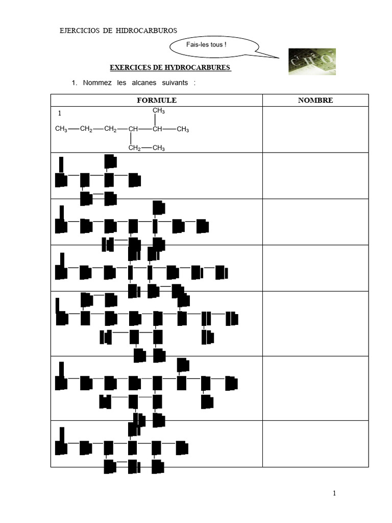 Exercices sur les hydrocarbures | PDF | Alcane | Composés chimiques