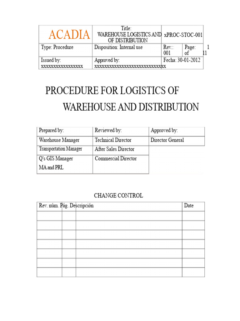 Procedure-For-Warehouse-And-Distribution-Logistics Val-Melus | PDF | Warehouse | Logistics